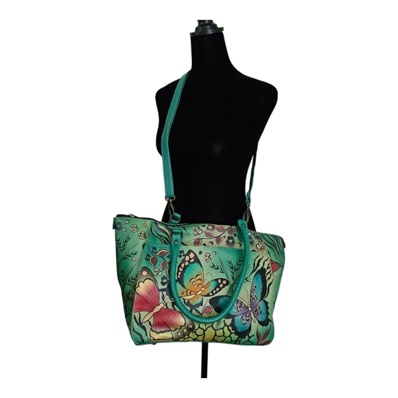 Anna by Anuschka | Bags | Anuschka Hand Painted Totecrossbody Butterfly ...